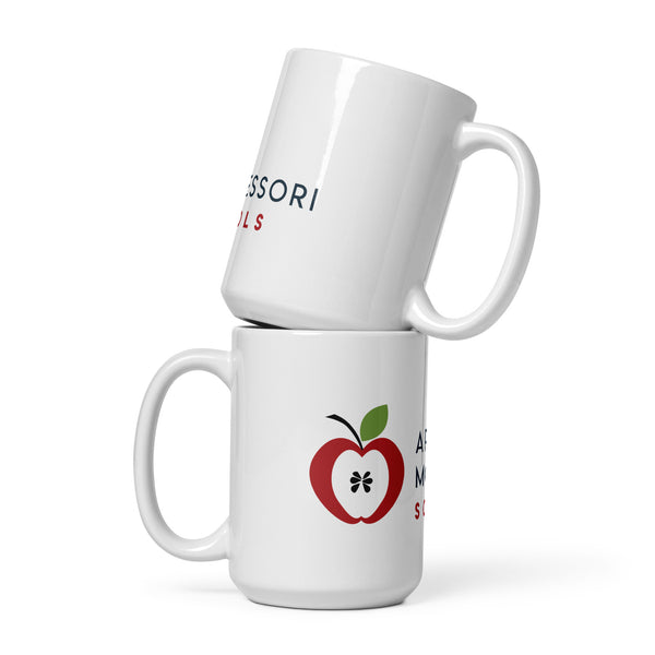 AMS White glossy mug – Apple Montessori Schools